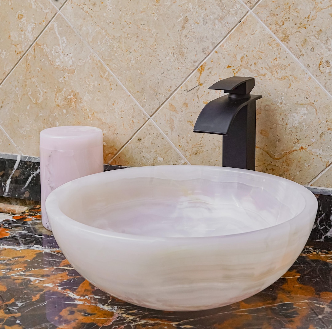 Handmade Pink Onyx Stone Basin Sink - Elegant Vessel Sink - Etsy