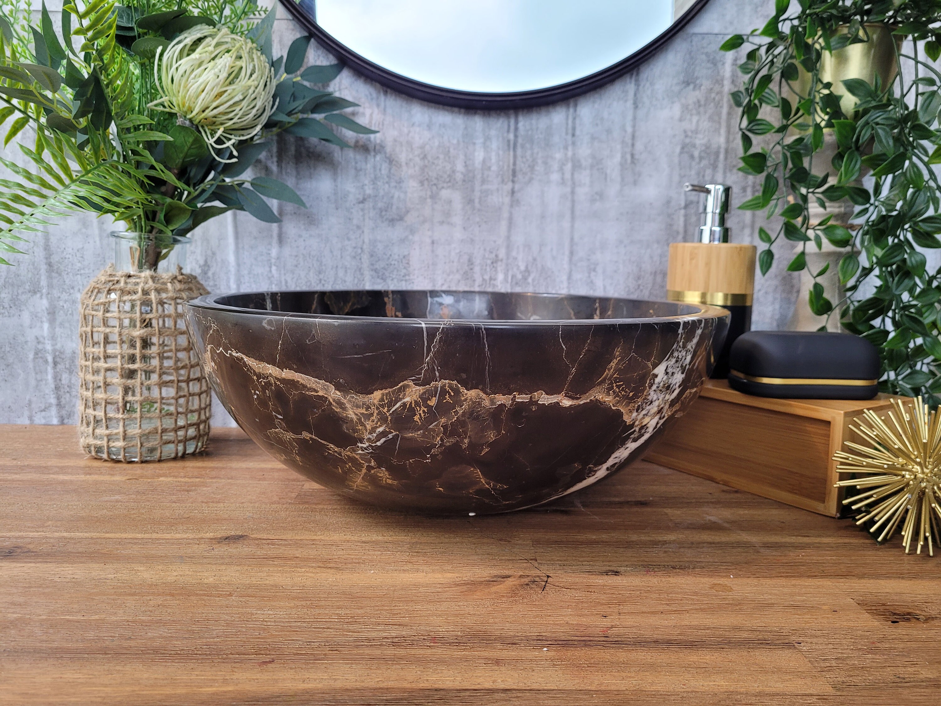 Natural Stone Marble Round Shape Basin Counter Top Bathroom Sink in ...