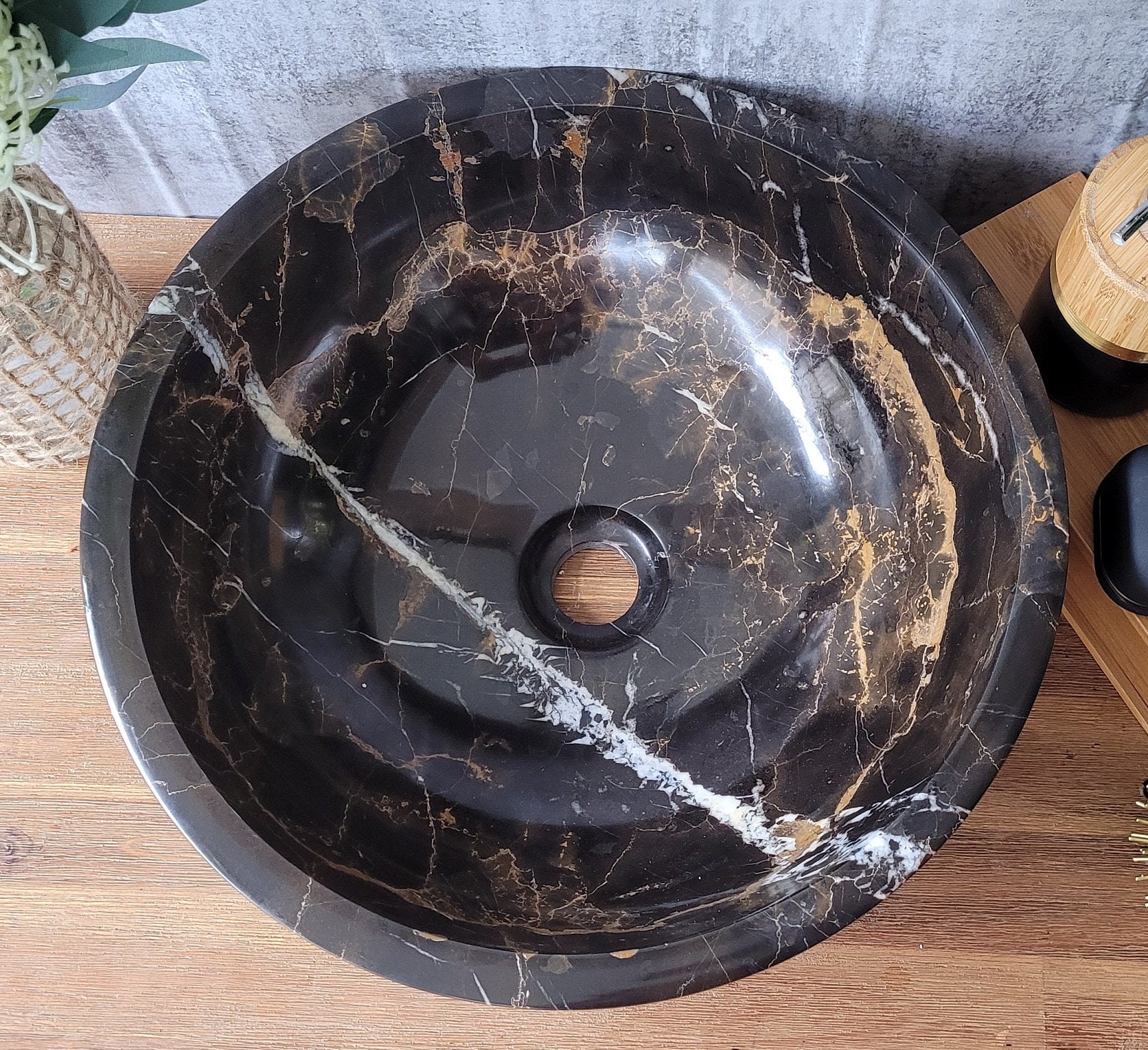 Natural Stone Marble Round Shape Basin Counter Top Bathroom Sink in ...