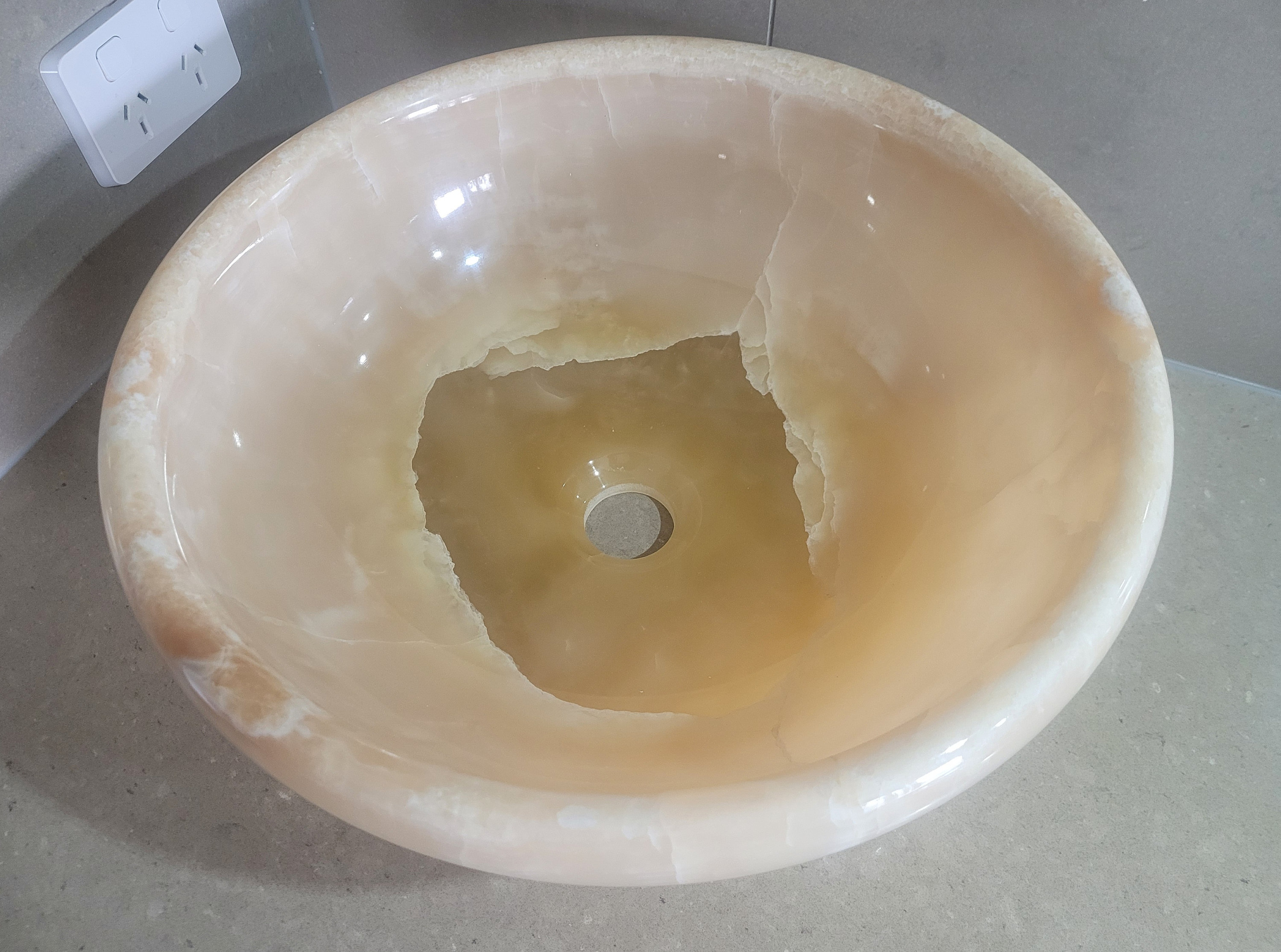 Natural Stone Marble Round Shape Basin Counter Top Bathroom Sink in ...