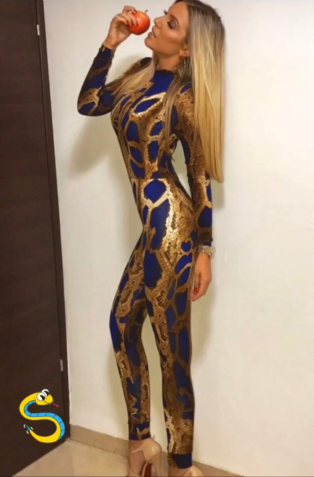 Snakeskin Jumpsuit Catsuit, One of a Kind Designer Halloween Python ...