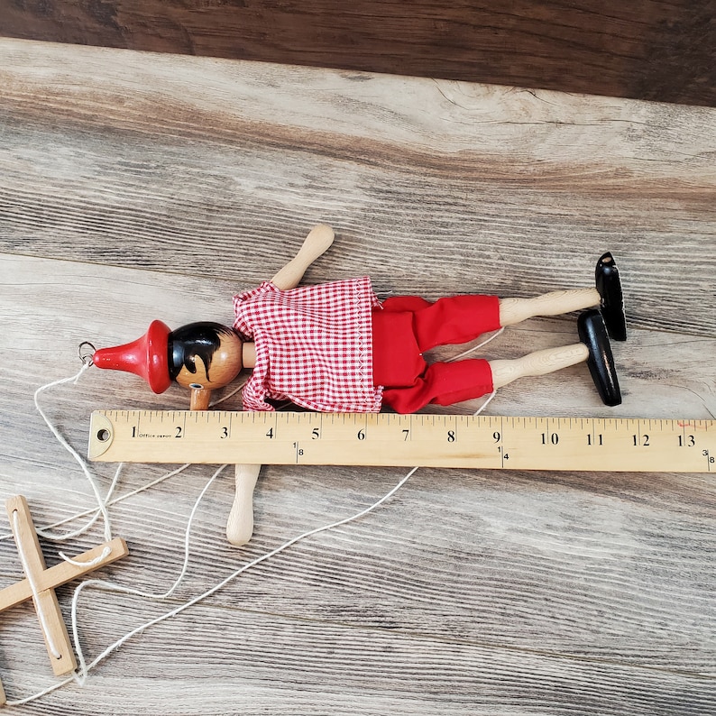 Vintage Pinocchio Wooden String Marionette Puppet 12 Red - Etsy