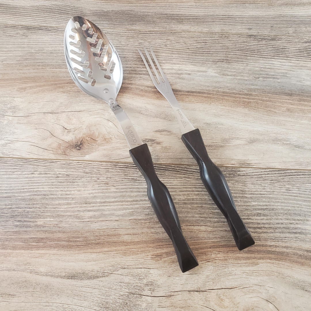Cutco Dark Brown Swirl ~ Slotted Serving Spoon 17 JH 12.25" & 3 Prong ...