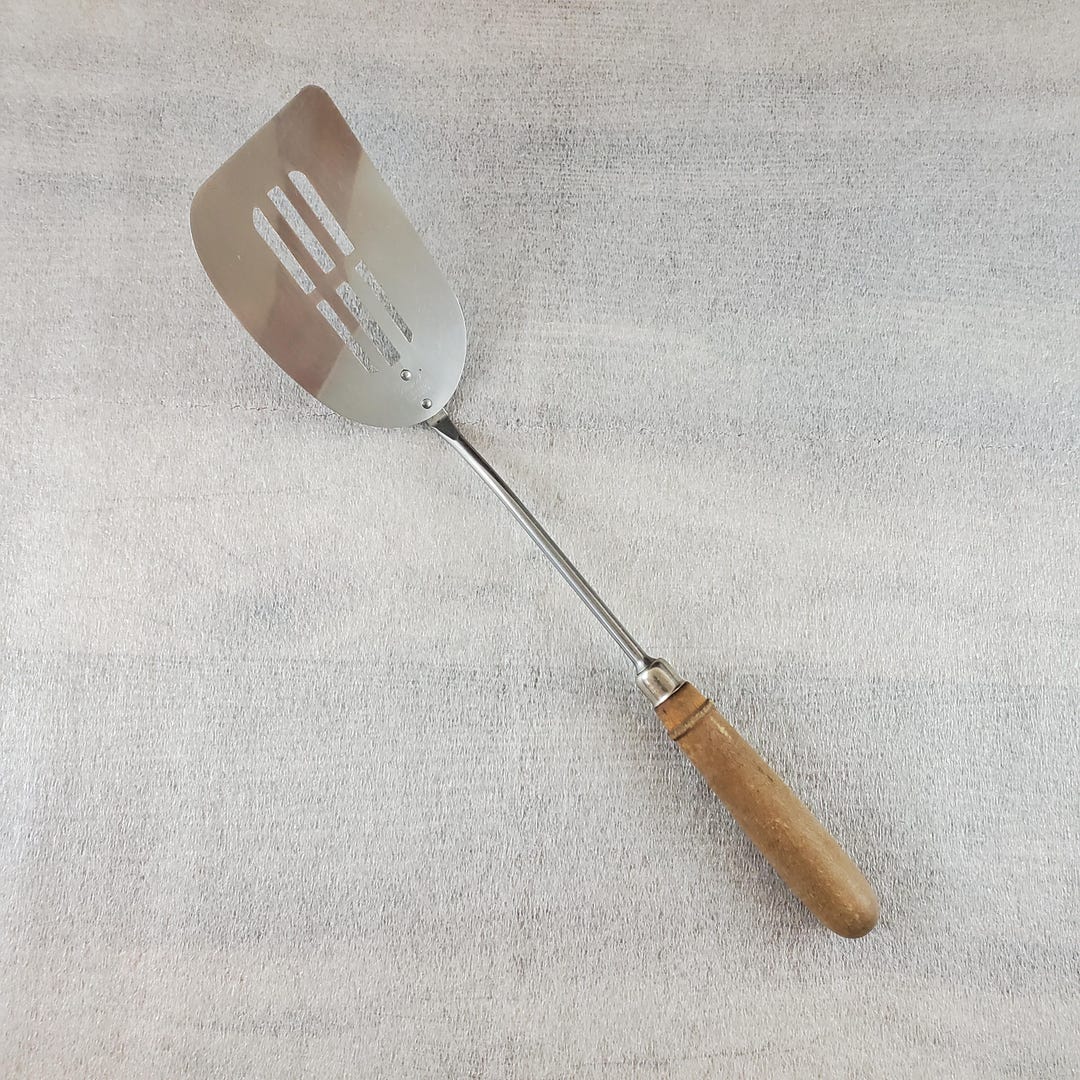 Vintage Androck Slotted Angled 14" Turner Spatula ~ Wood Handle ...