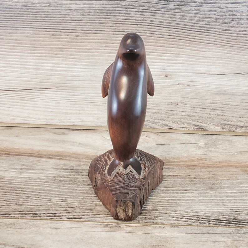 Vintage Standing Seal Hand Carved Ironwood Seal Figure Standing on a ...