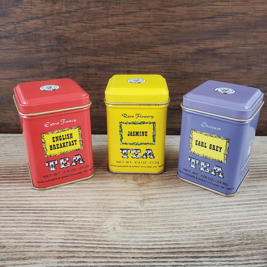 Sample Size Wagner EMPTY Tea Tins 3/4 Oz Little Mini Tins Jasmine, Earl ...