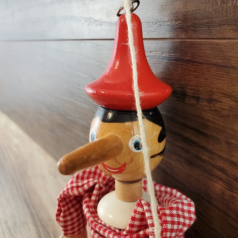 Vintage Pinocchio Wooden String Marionette Puppet 12 Red - Etsy