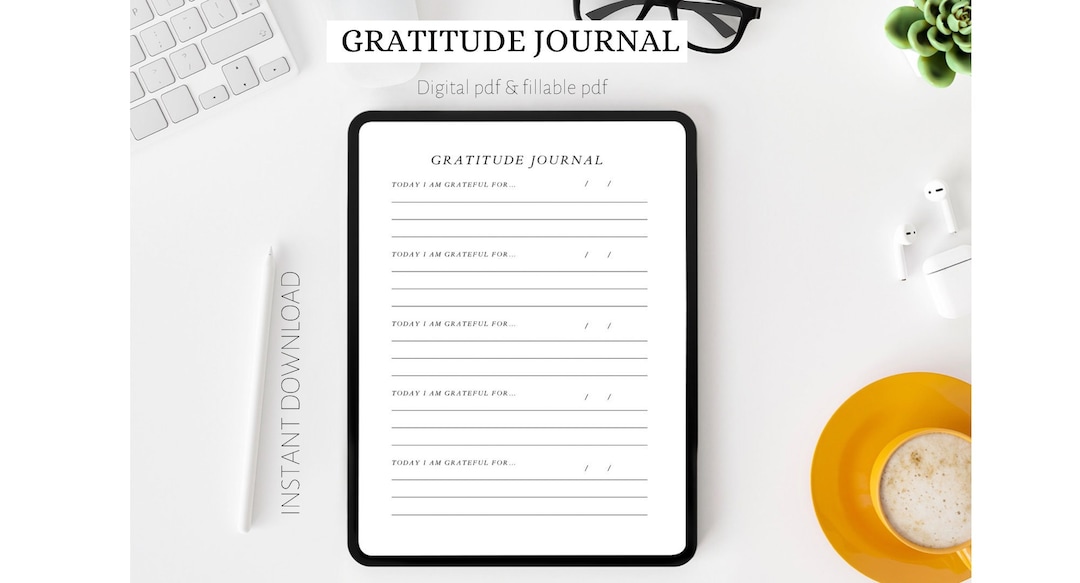 Digital Gratitude Journal for Goodnotes, Simple Daily Gratitude, 1 Page ...