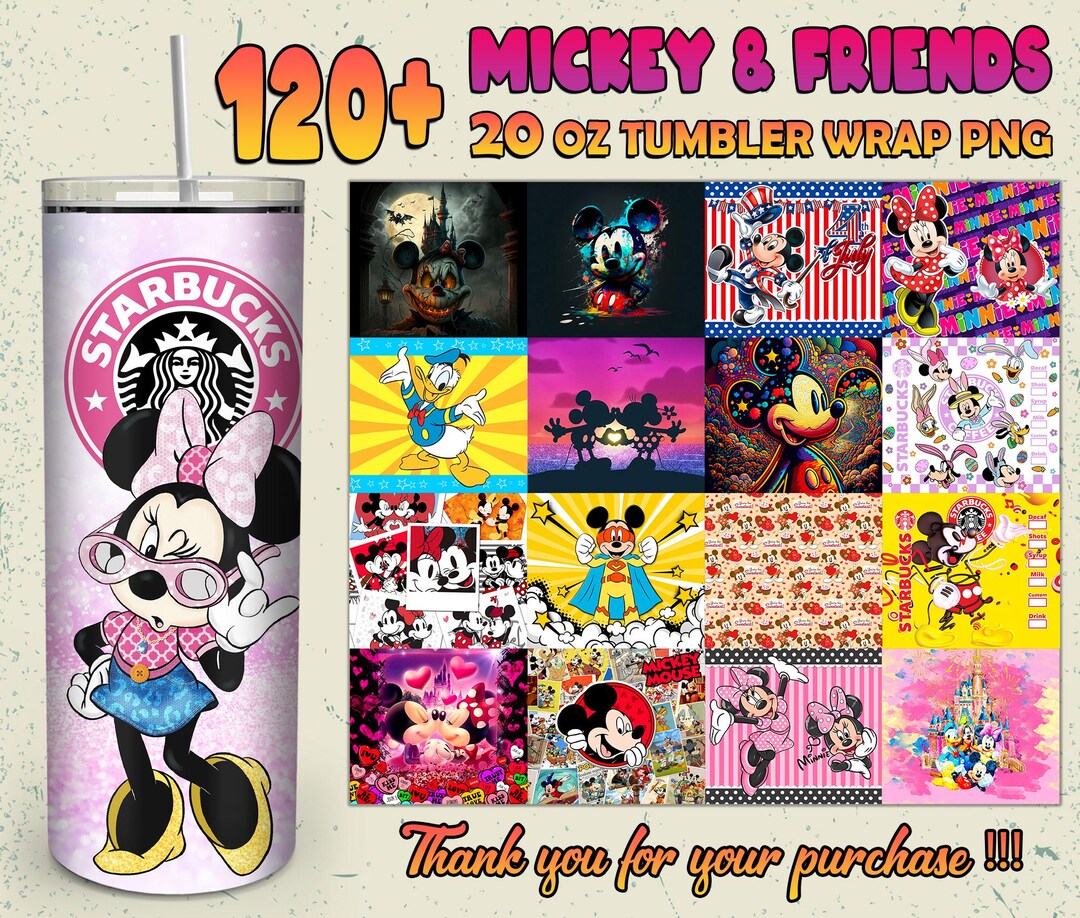 120 Designs Cartoon Characters Bundle Png 20oz Skinny Tumbler Wrap ...