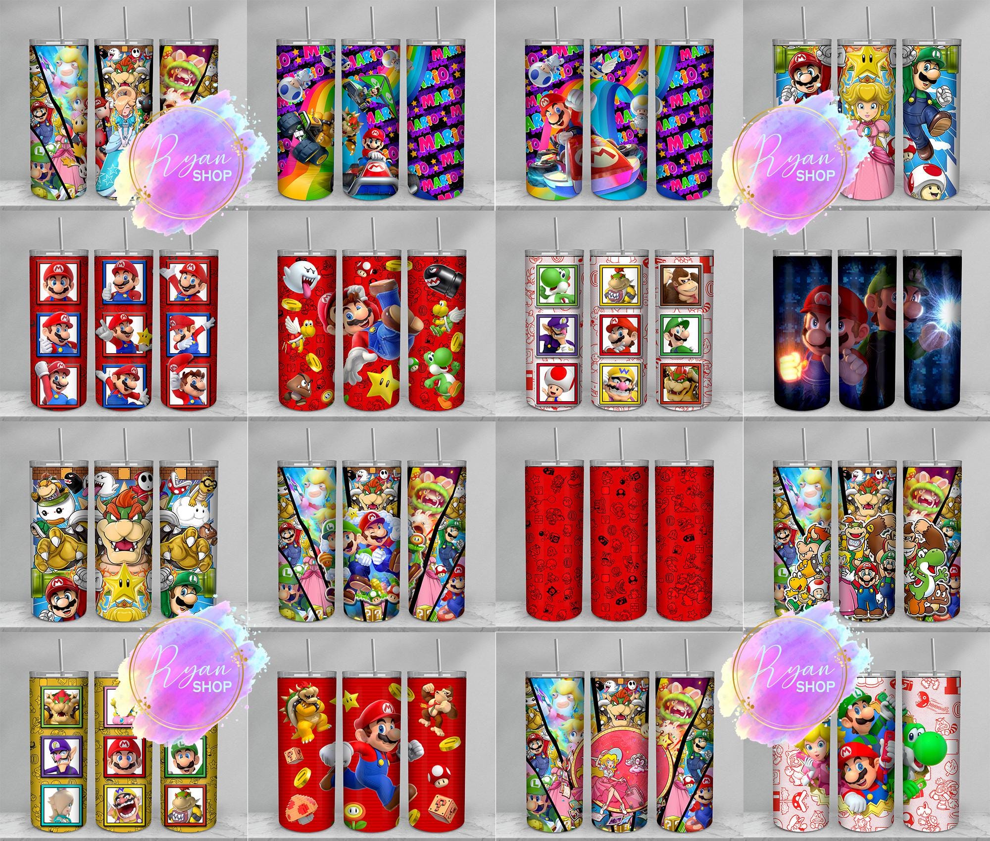 100 Designs Cartoon Characters Bundle Png 20oz Skinny Tumbler Wrap ...