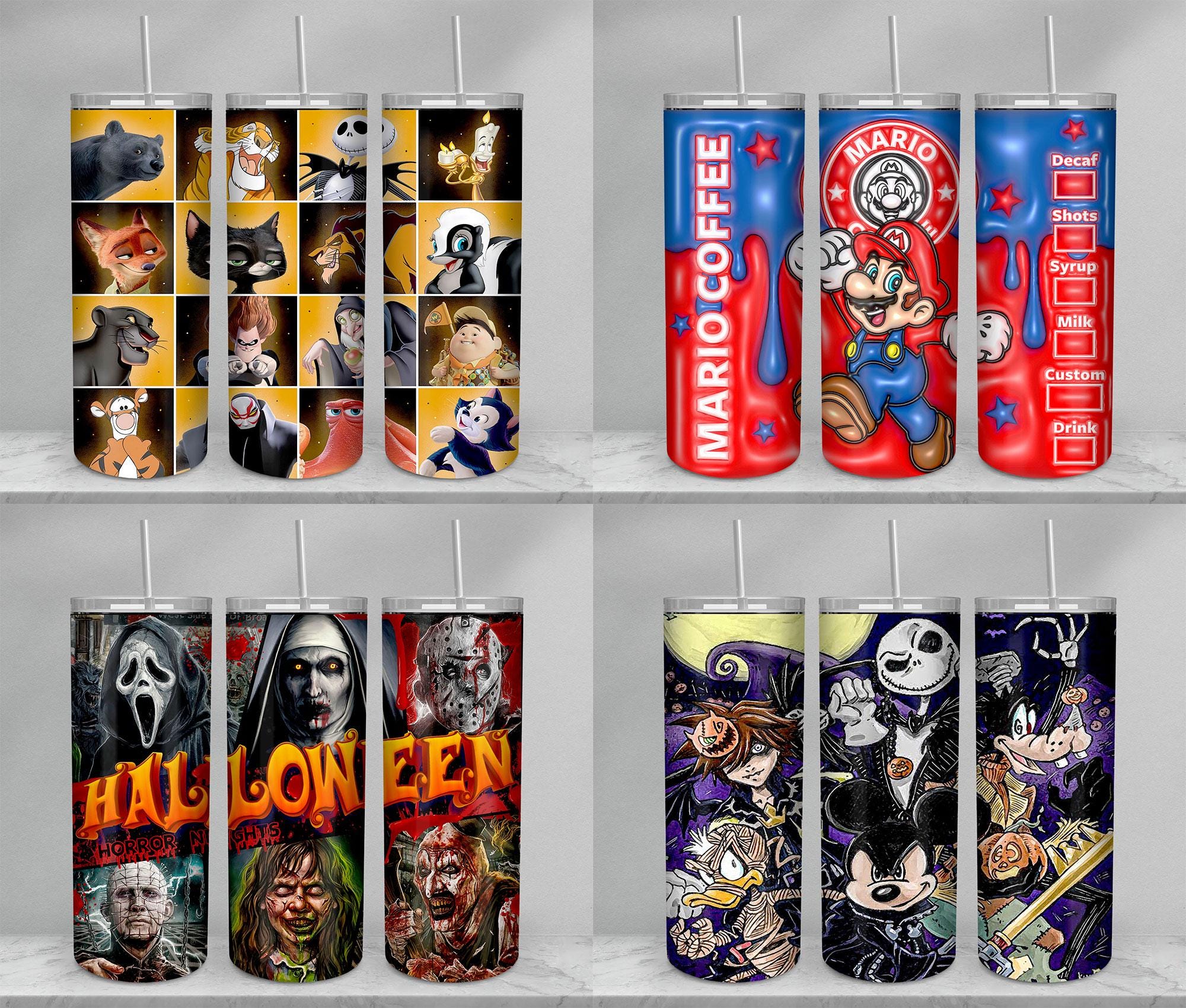 Horror Characters 20oz Skinny Tumbler Wrap PNG Sublimation Designs ...