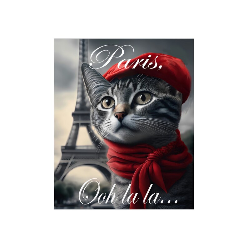 Bonjour Paris Ooh La La French Cat Eiffel Tower Art Board Print by ...