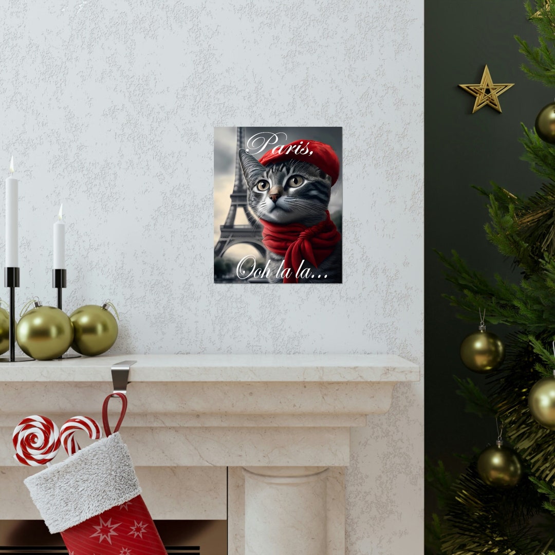 Bonjour Paris Ooh La La French Cat Eiffel Tower Art Board Print by ...