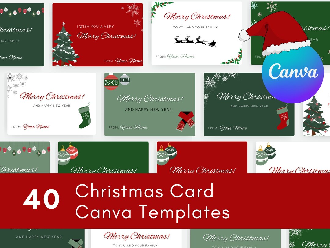 Elegant Christmas Card Templates: Canva Greeting Cards (digital ...