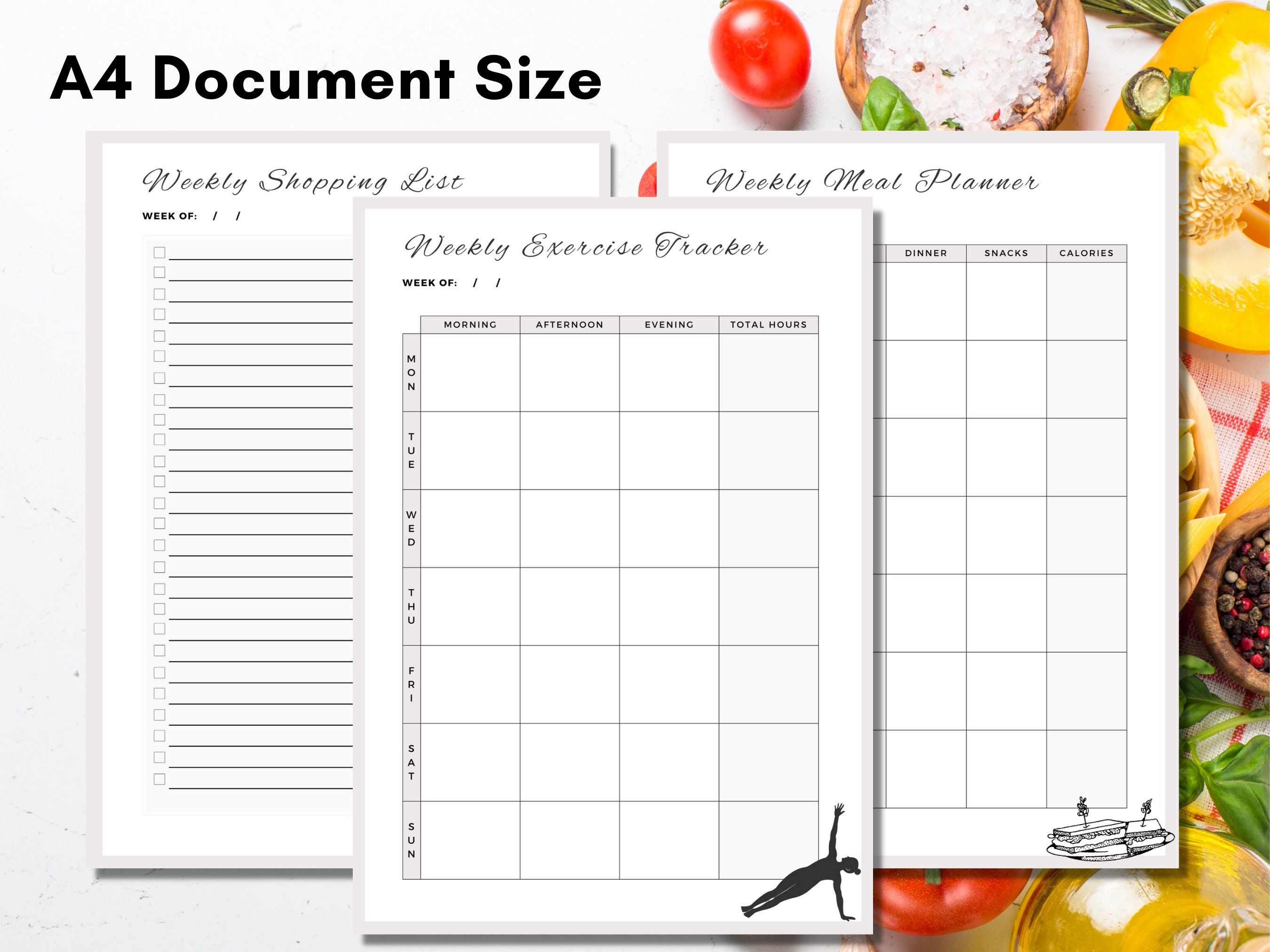 Meal Planner Printable | Food Tracker | Exercise Tracker | Shopping ...