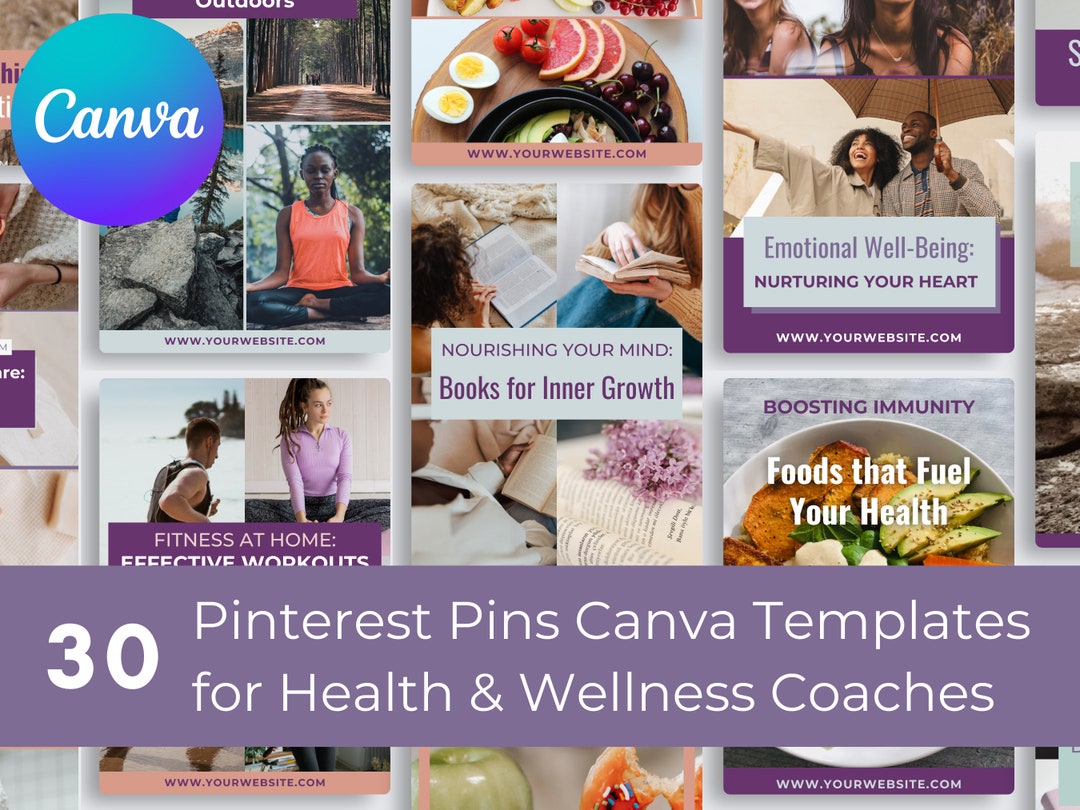 Health & Wellness Pinterest Pin Templates: Canva Designs (digital ...