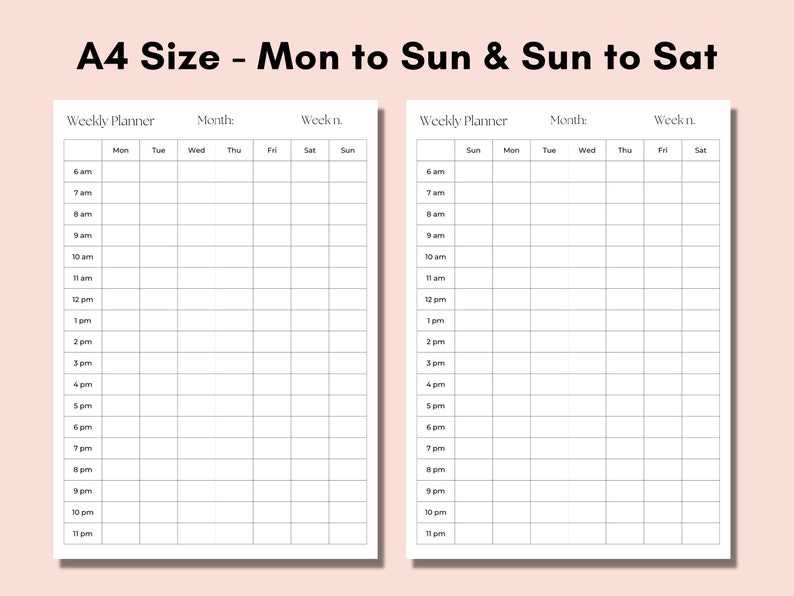 Printable Weekly Planner: Editable PDF Schedule (A4, A5, Letter) - Etsy