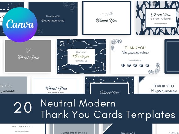 Neutral Modern Thank You Card Templates Thank You Cards - Etsy