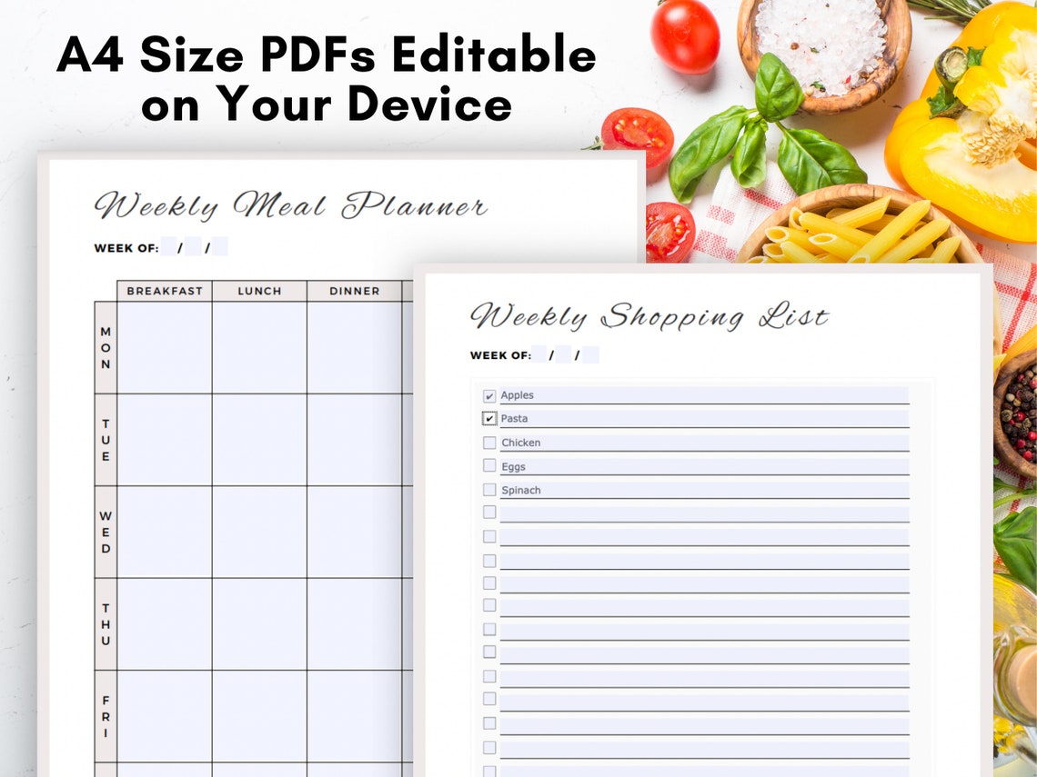 Meal Planner Printable | Food Tracker | Exercise Tracker | Shopping ...