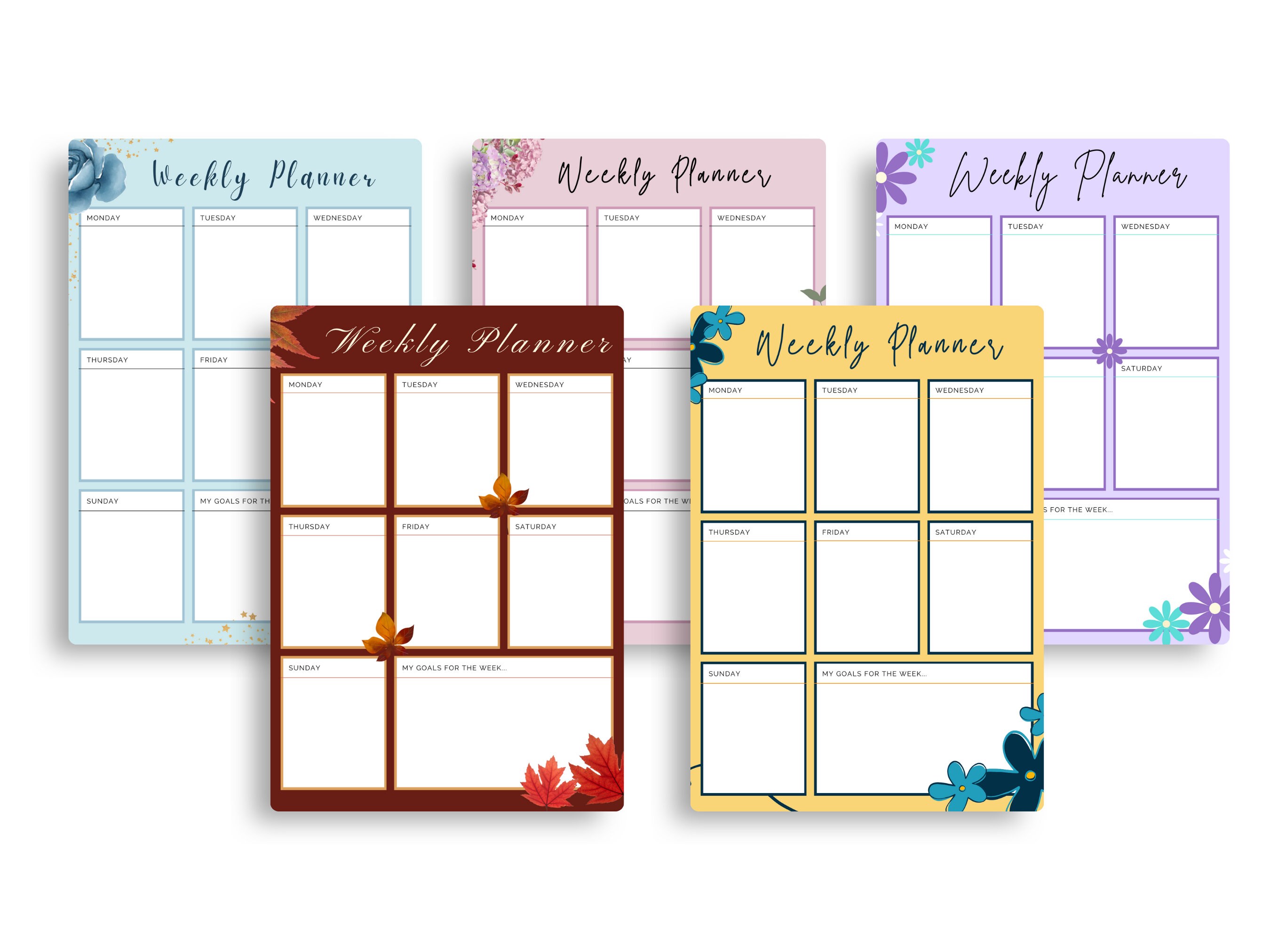 Printable Editable Elegant Weekly Planners Flower Planners Elegant ...