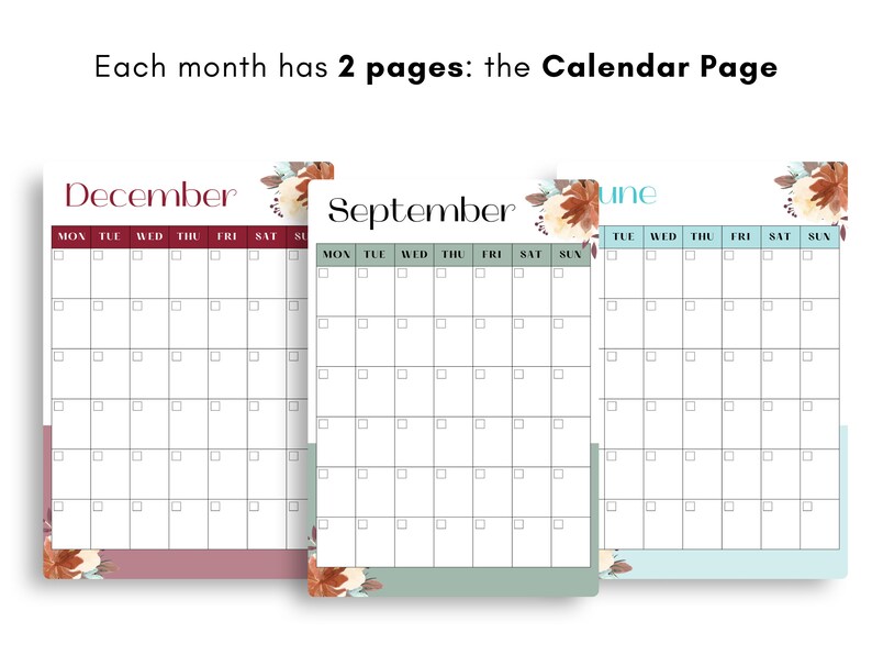 Printable Calendar | Printable Calendar Undated | Editable Monthly ...