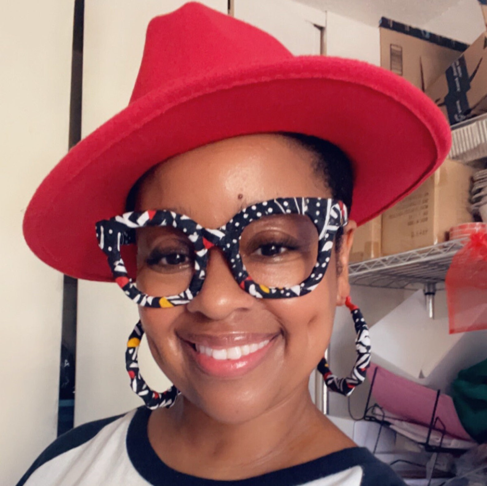 Ankara Black and White African Fabric Hoop Earrings or Lensless Frames ...