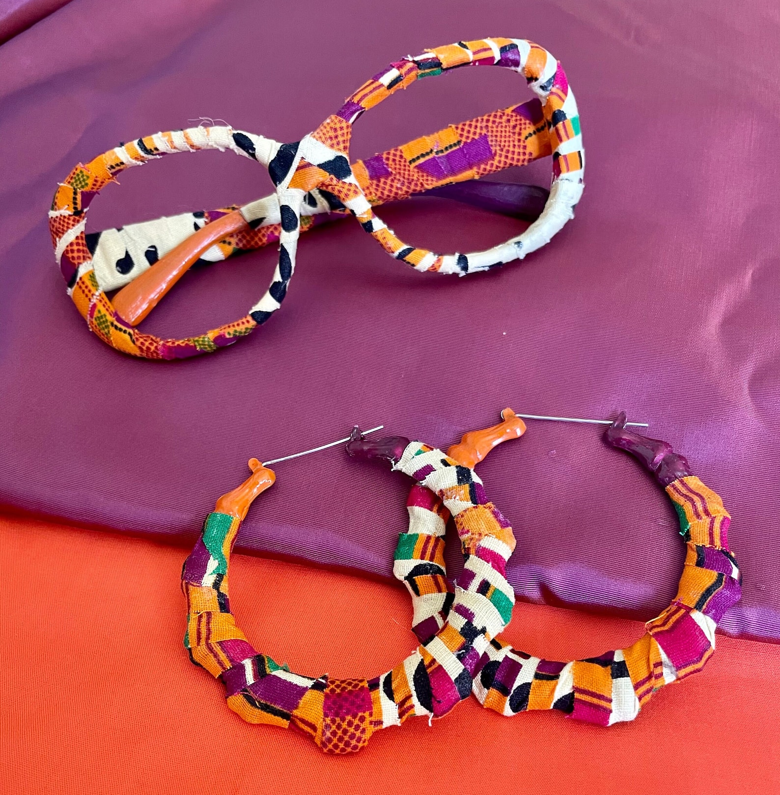 Orange Multicolor Ankara Lensless Frames and Hoops sold Separately - Etsy