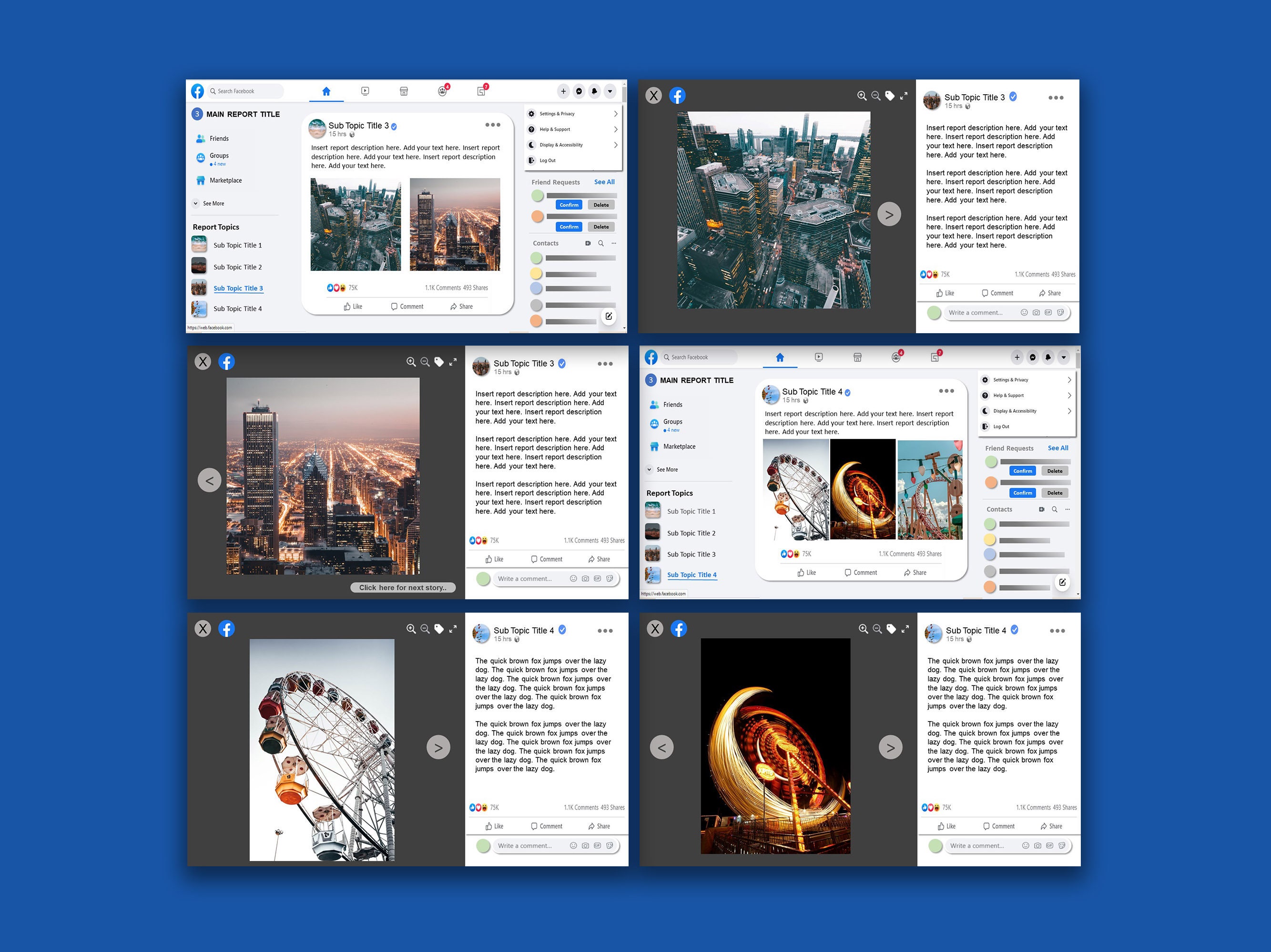 Facebook Inspired Powerpoint Template - Etsy