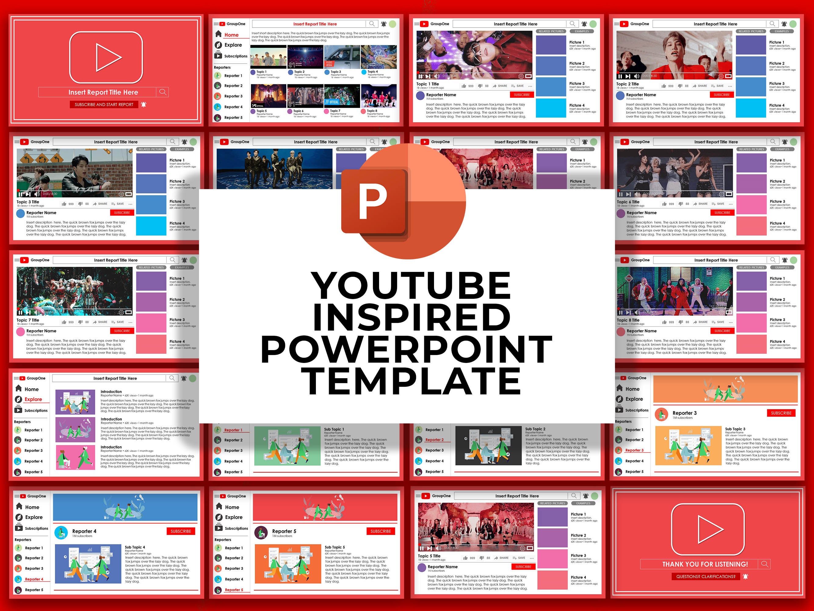 Youtube Inspired Powerpoint Template - Etsy