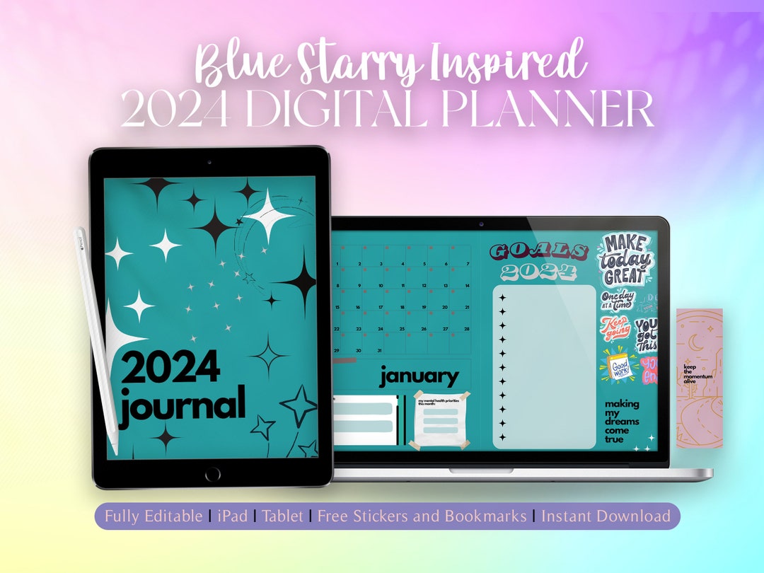 Bue Starry 2024 Digital Daily Planner - Etsy