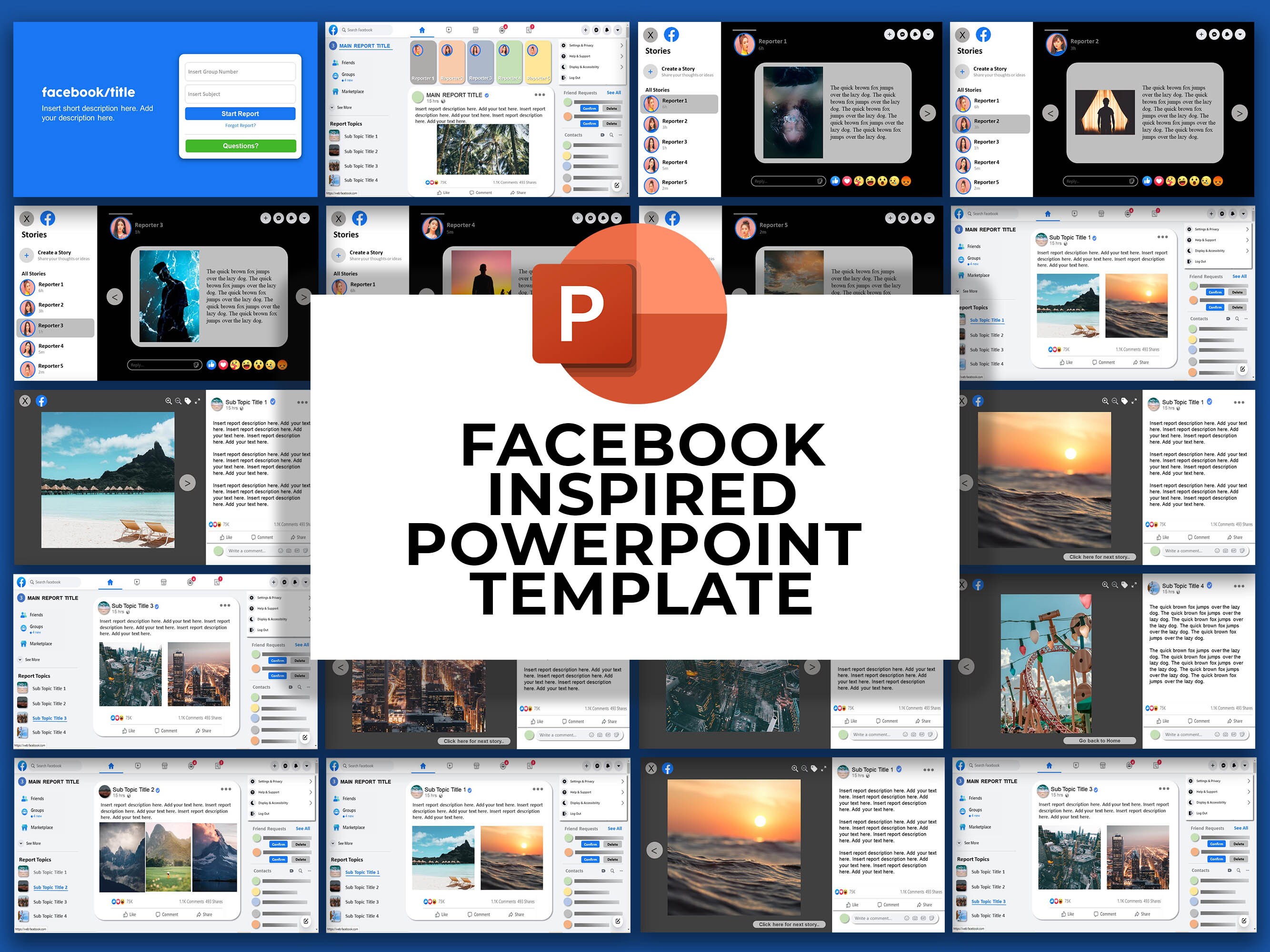 Facebook Inspired Powerpoint Template - Etsy
