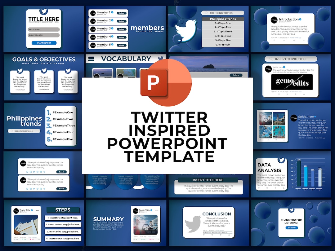Twitter Inspired Powerpoint Template - Etsy