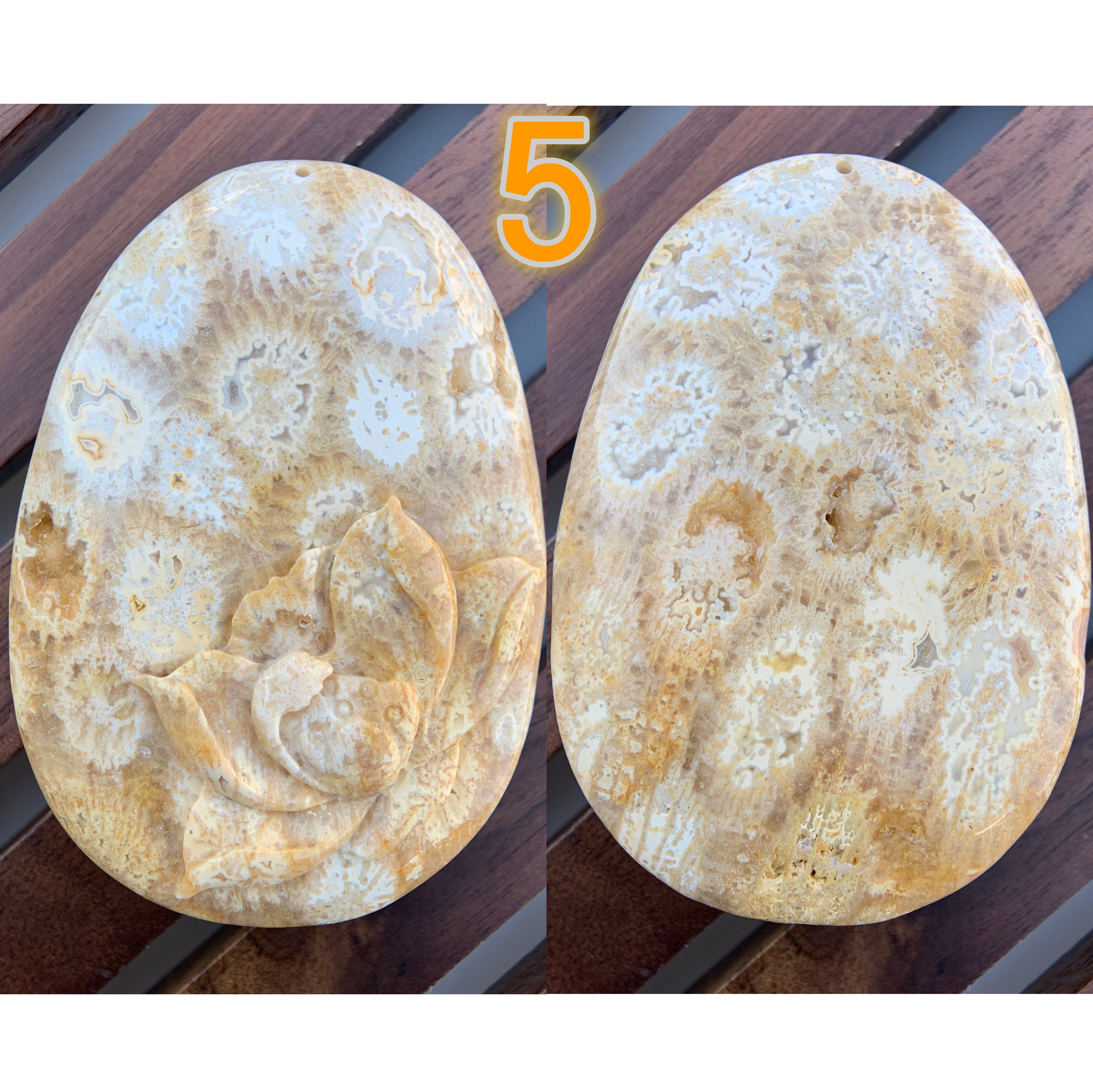 Hand Carved Lotus Flower Fossil Coral Pendant Necklace - Etsy