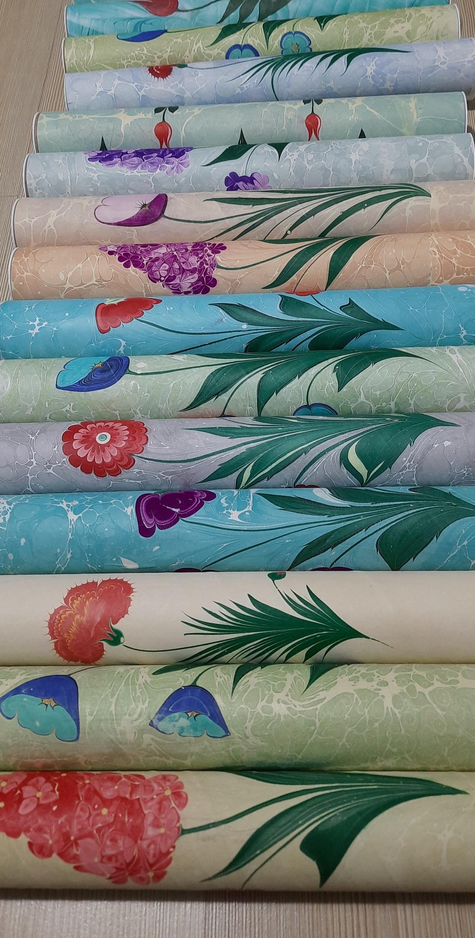 Frameable Marbled Papers and Marbled Paper for Restoration and ...