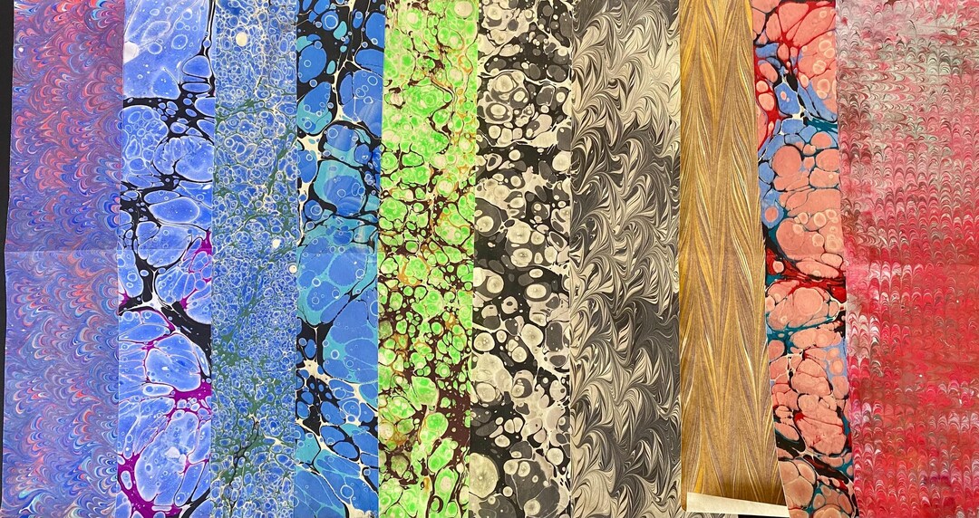 Handmade Turkish Marbling Paper Set – 10 Ebru Sheets for Bookbinding ...
