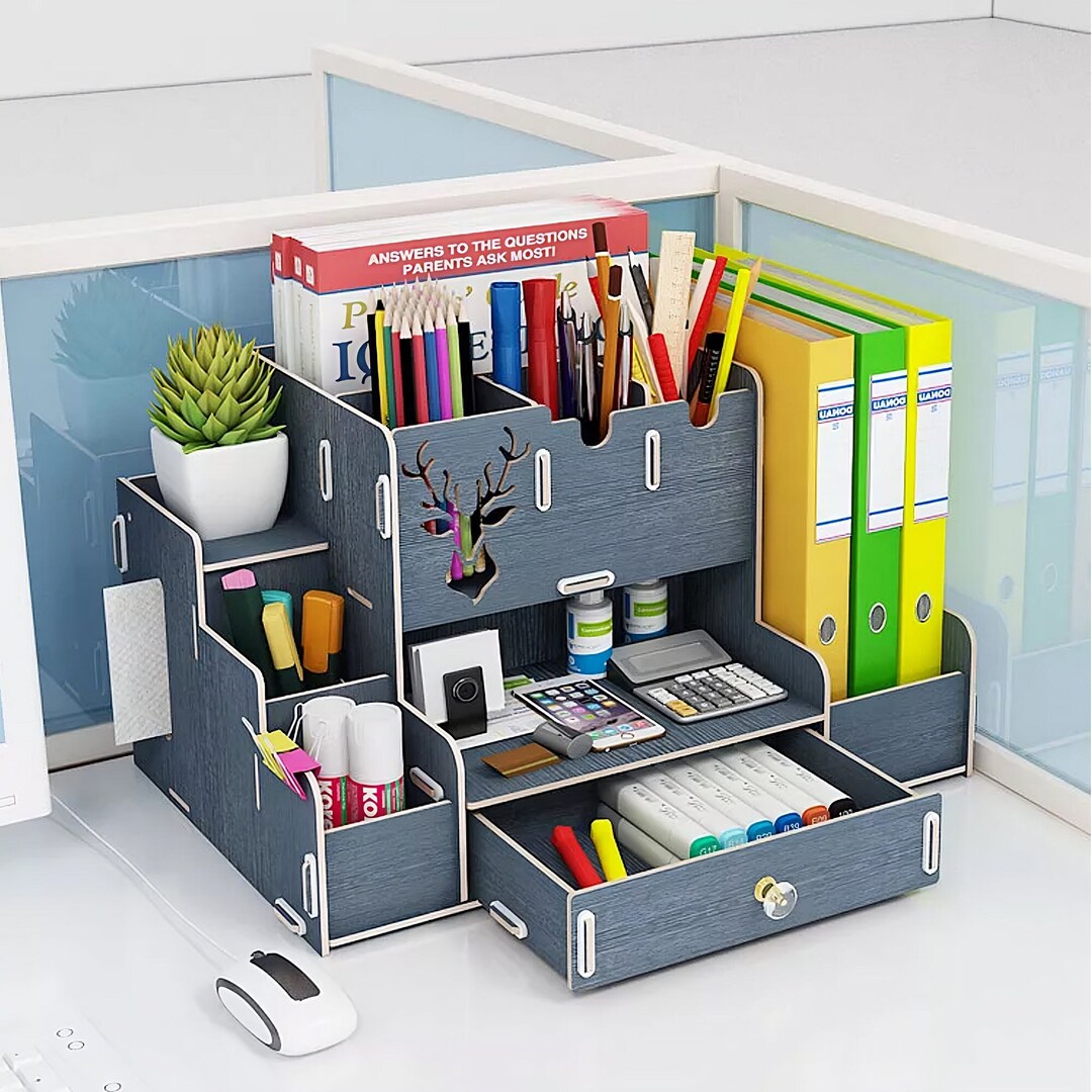 Wooden Desktop Organizer Multi-grid Office Desk Organizer Pen Pencil ...