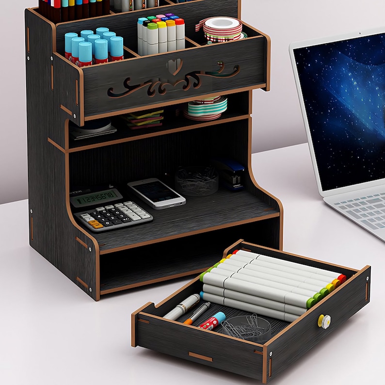 Wooden Desktop Organizer Multi-grid Office Desk Organizer Table Pen ...