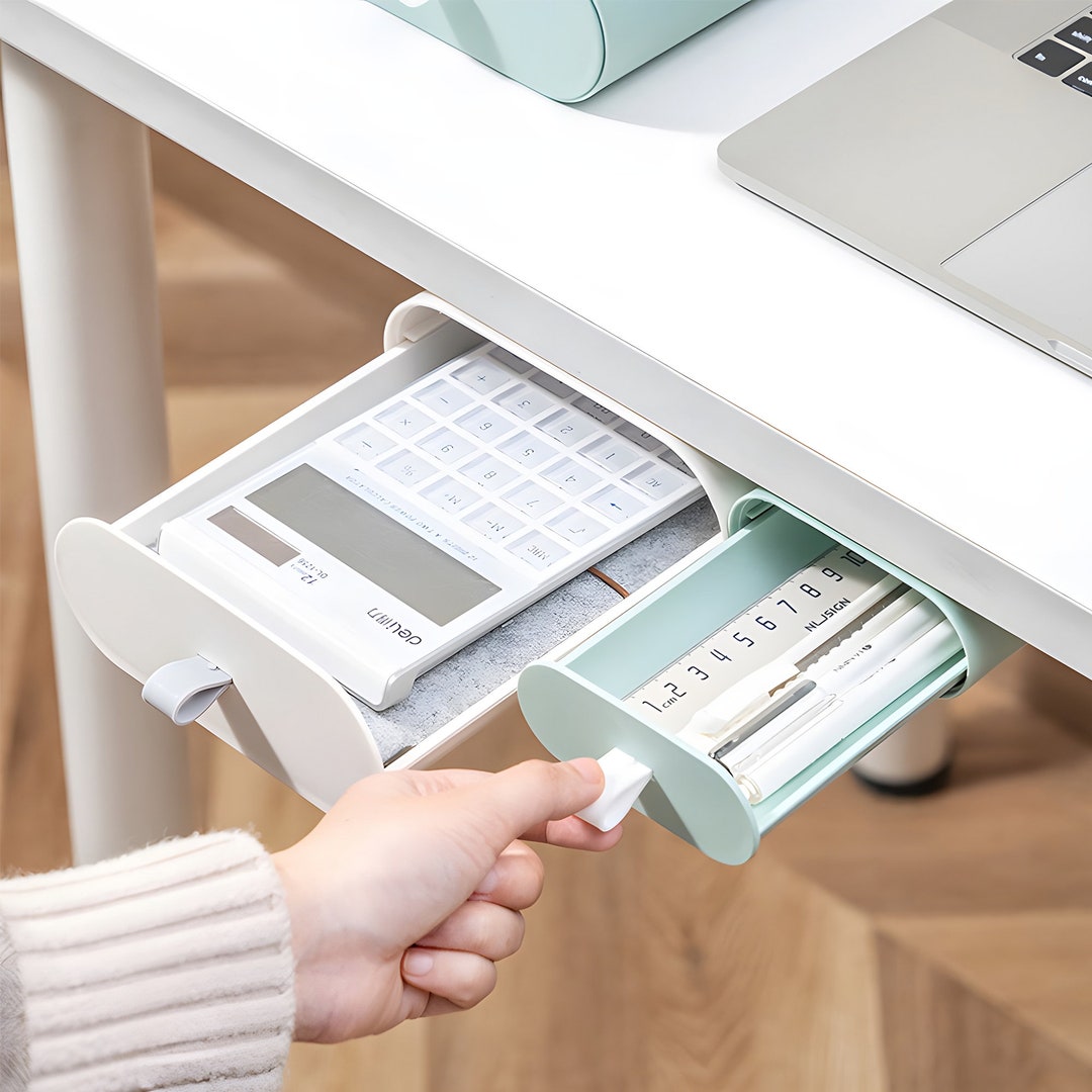 Under Desk Organizer Self-adhesive Storage Box Self-sticking Under ...