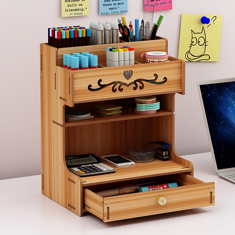 Wooden Desktop Organizer Multi-grid Office Desk Organizer Table Pen ...