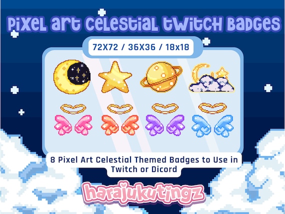 Pixel Art Celestial Twitch Badge Pack 18x18 36x36 72x72 - Etsy