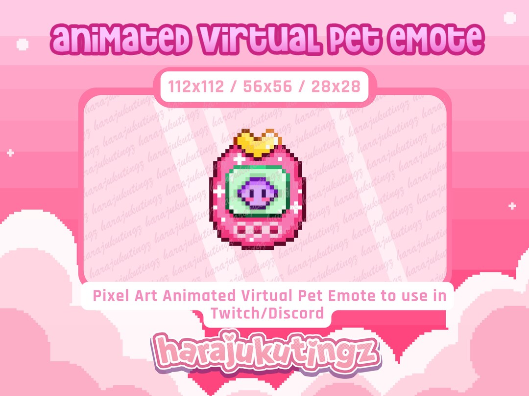 Pixel Art Kawaii Animated Virtual Pet Emote Channel Points & Badge for ...