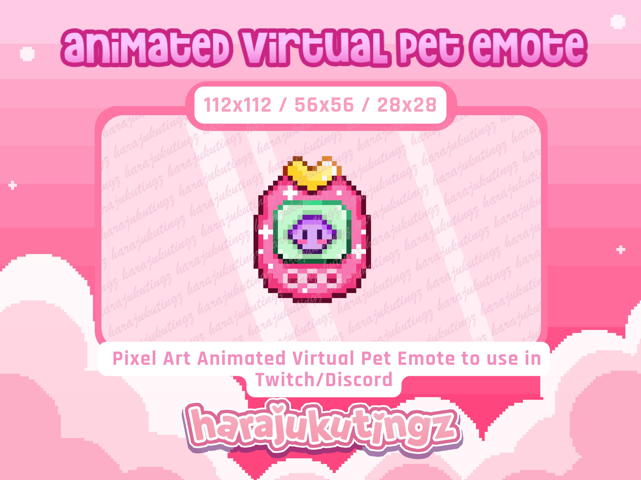Pixel Art Kawaii Animated Virtual Pet Emote Channel Points & Badge for ...