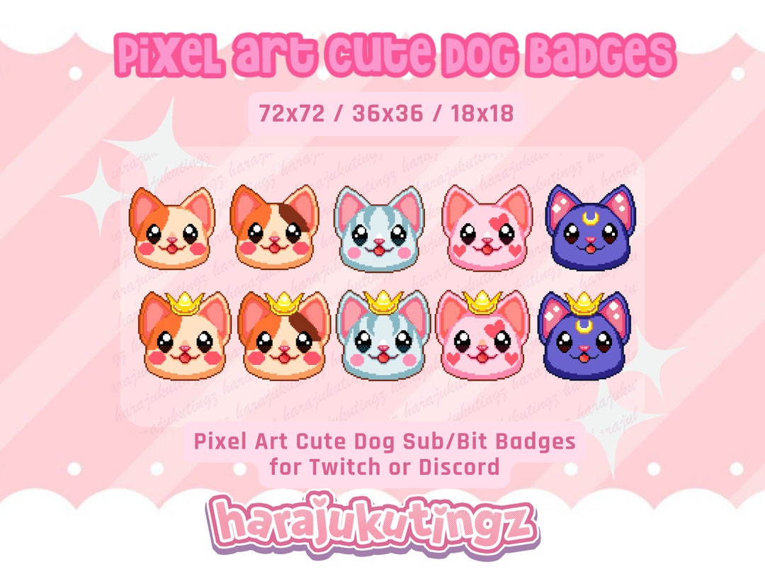 Pixel Art Cute Dog Sun Bit Badge for Twitch or Discord | 72x72 | 36x36 ...
