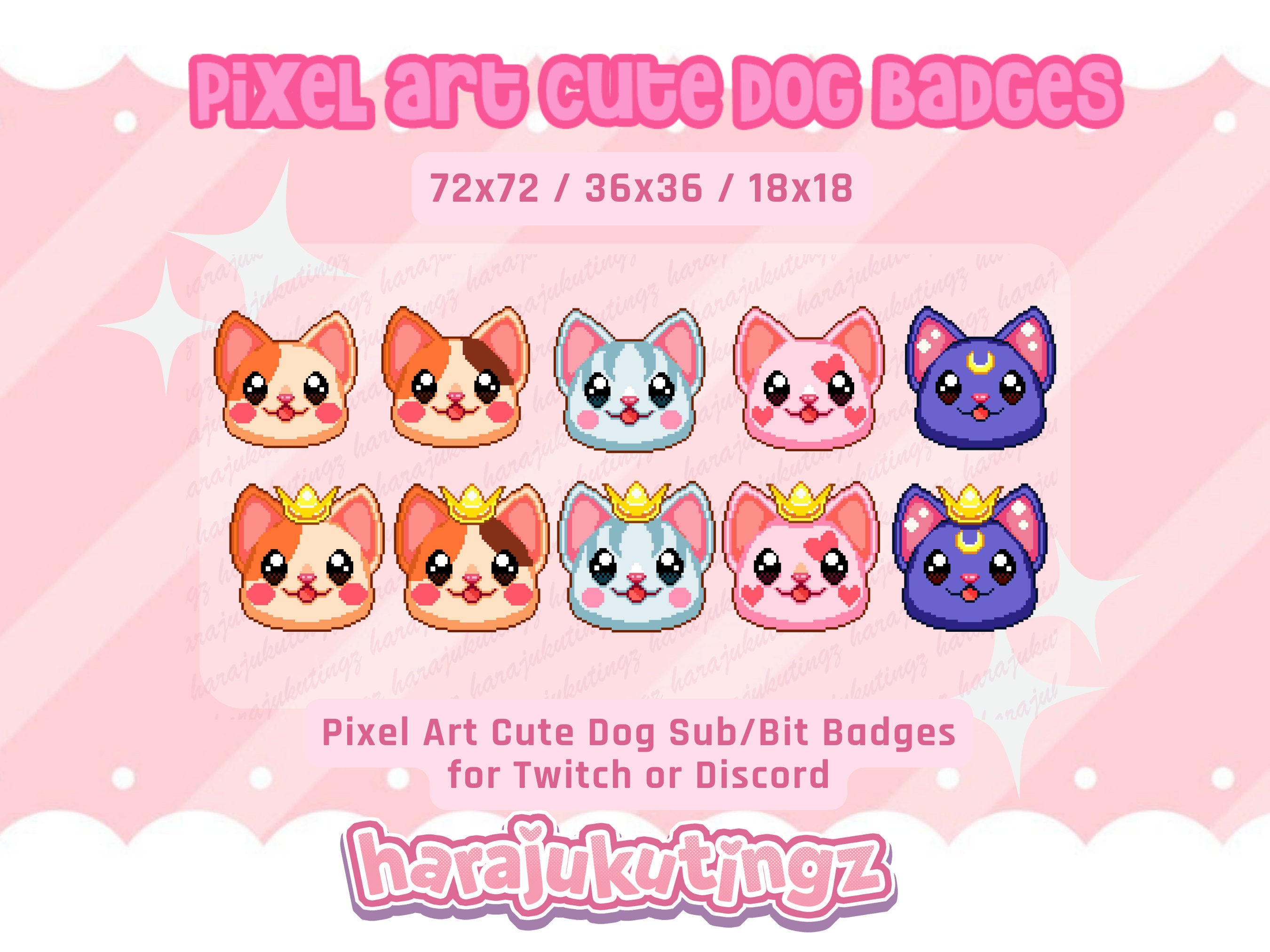 Pixel Art Cute Dog Sun Bit Badge for Twitch or Discord | 72x72 | 36x36 ...