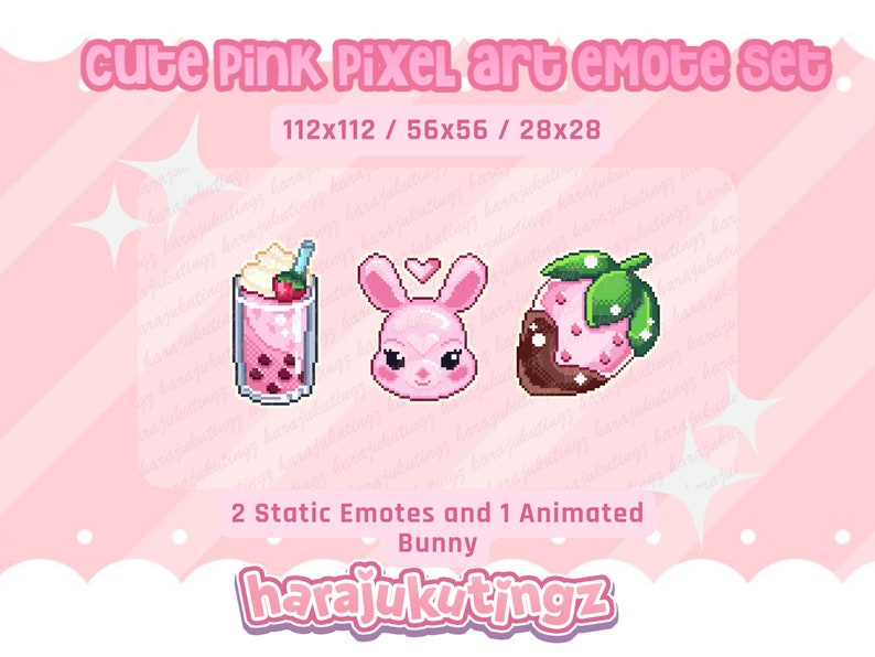 Pink Animated & Cute Pixel Art Emotes for Twitch or Discord 28x28 56x56 ...