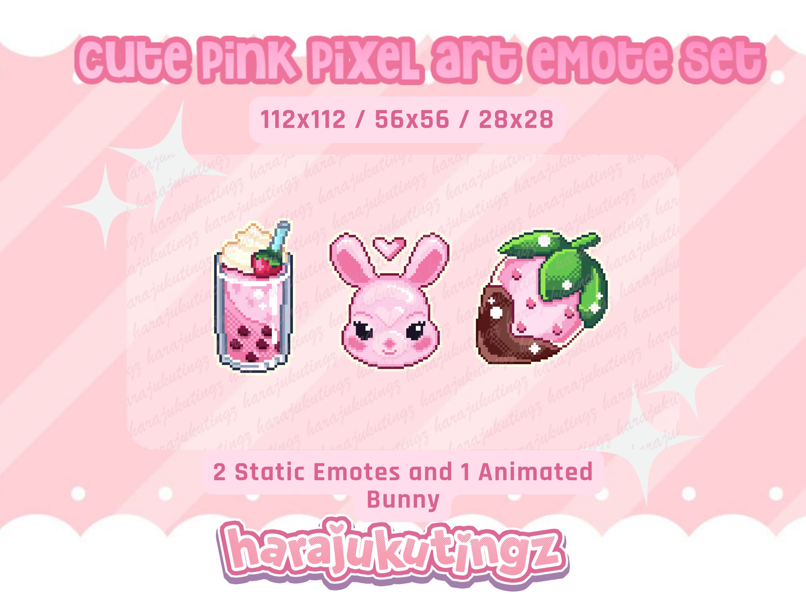 Pink Animated & Cute Pixel Art Emotes for Twitch or Discord 28x28 56x56 ...