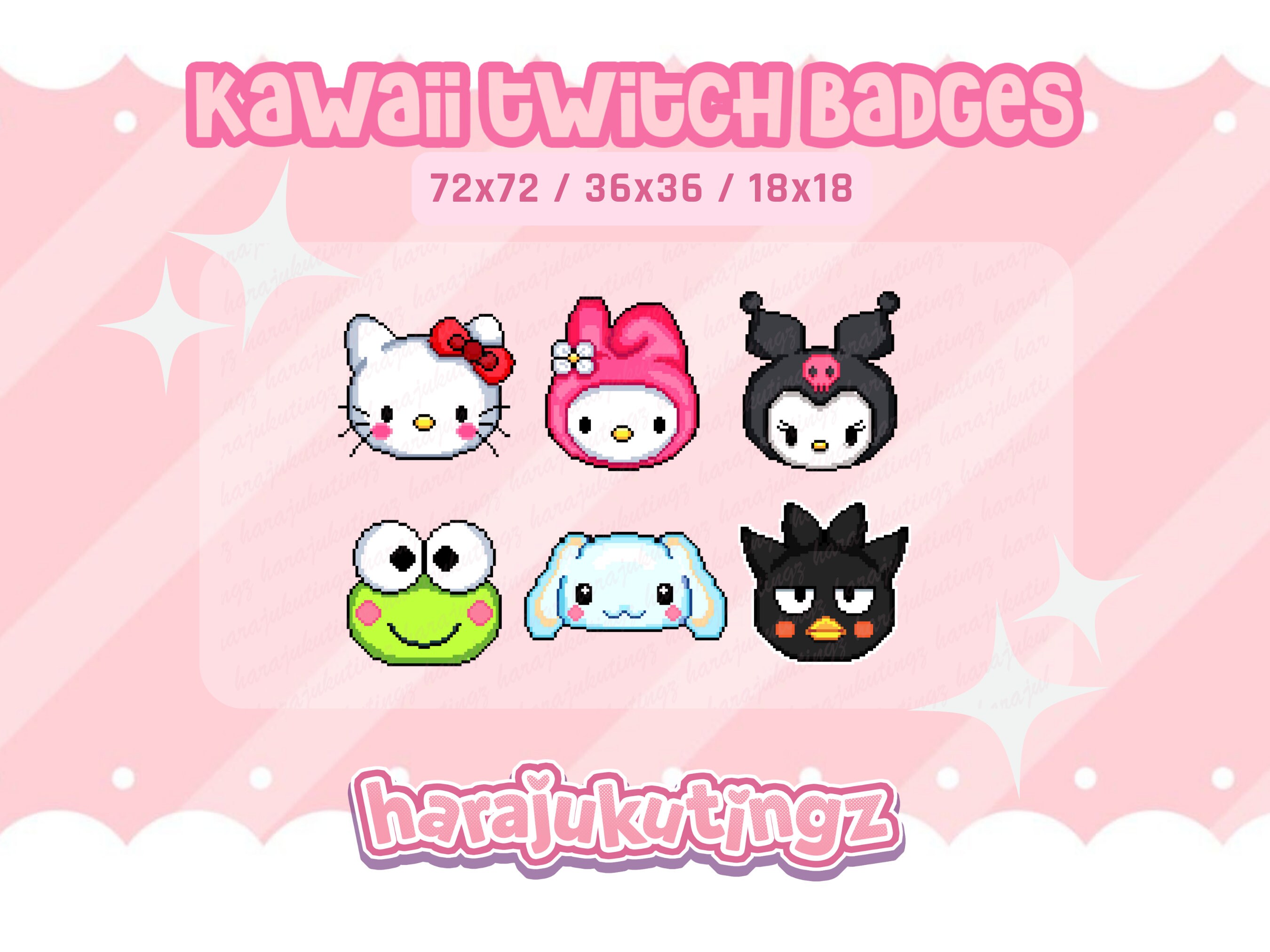 Pixel Art Kawaii Twitch Badges Ready to use Bit Badges Sub Badges Cute ...