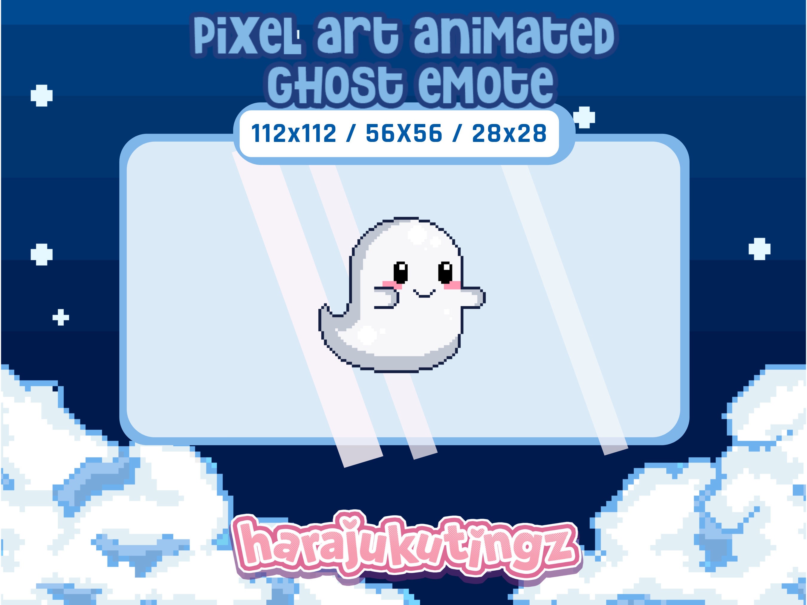 Pixel Art Cute Halloween Animated Ghost Emote for Twitch or Discord ...