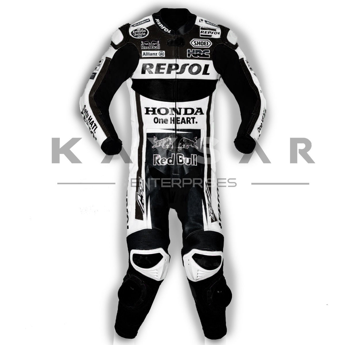 Honda Repsol Motogp Suit Black Motorbike Motorcycle Real Leather Biking ...