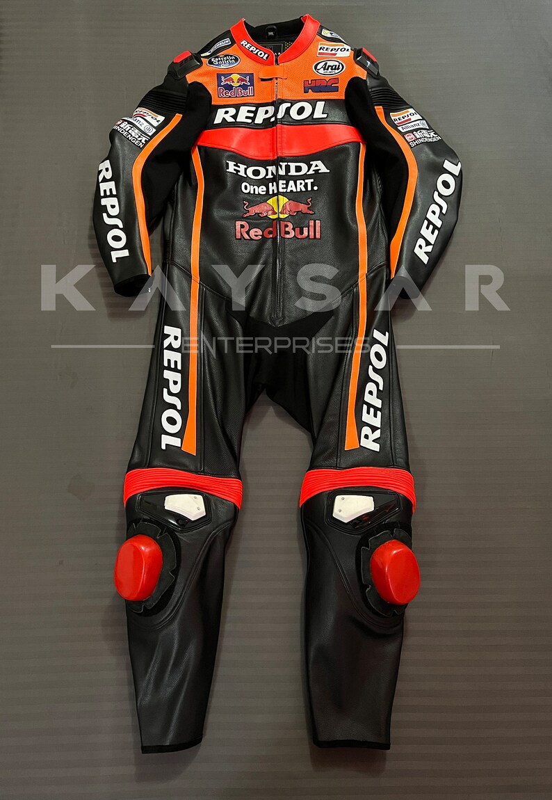 Honda Repsol Motogp Suit Black Motorbike Motorcycle Real Leather Biking ...